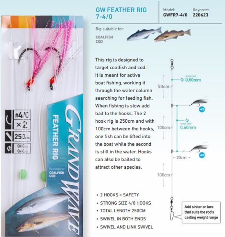 Daiwa Grandwave Feather Rig 7 - 4/0 - Sportsfiskebutikken.no